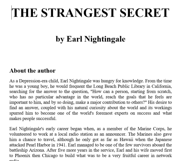 The Strangest Secret by Earl Nightingale - The Ultimate Masters